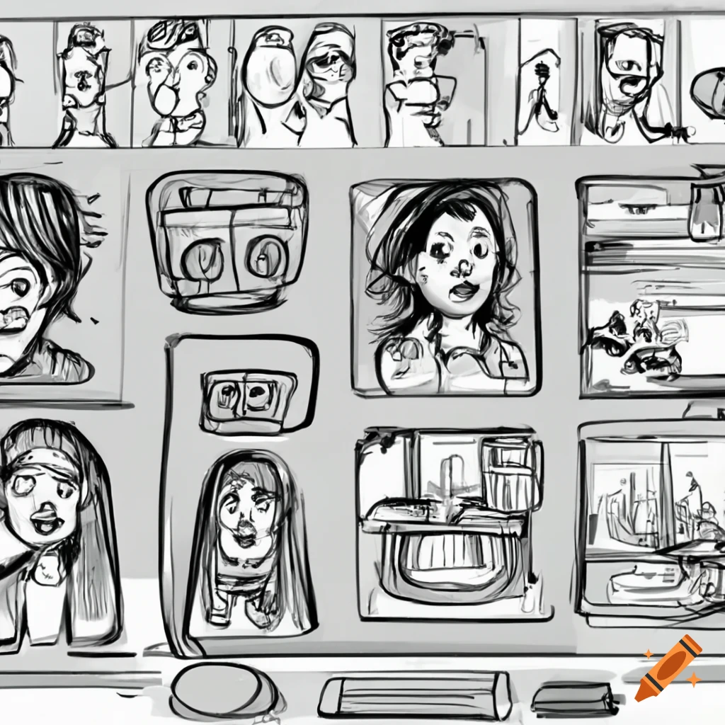 Animated storyboard for a project on Craiyon