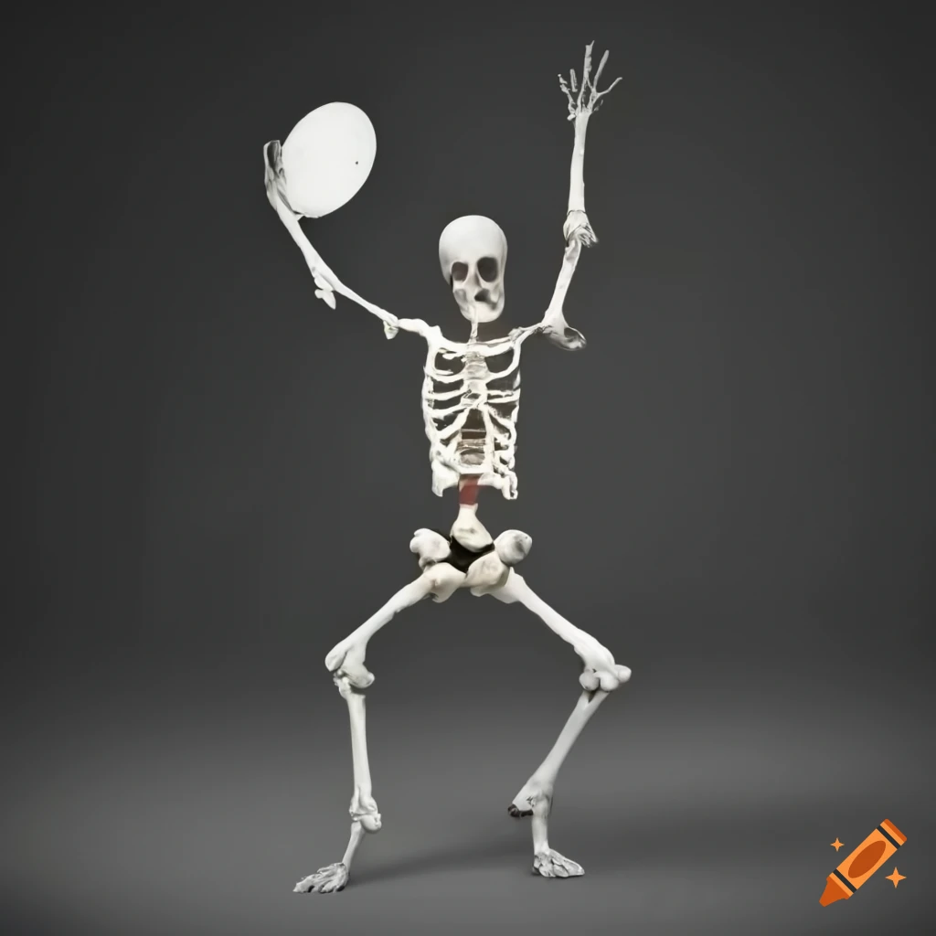 Skeleton throwing frisbee