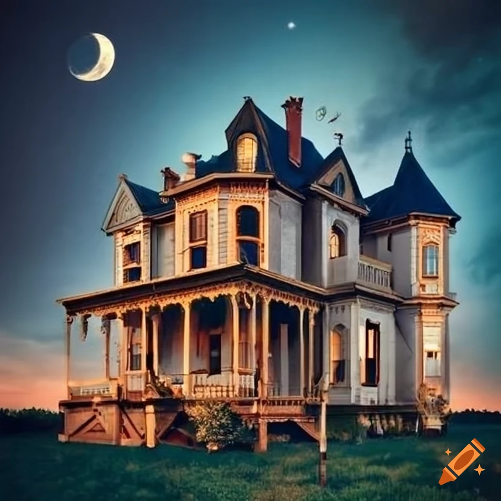 Victorian home under the moonlight on Craiyon