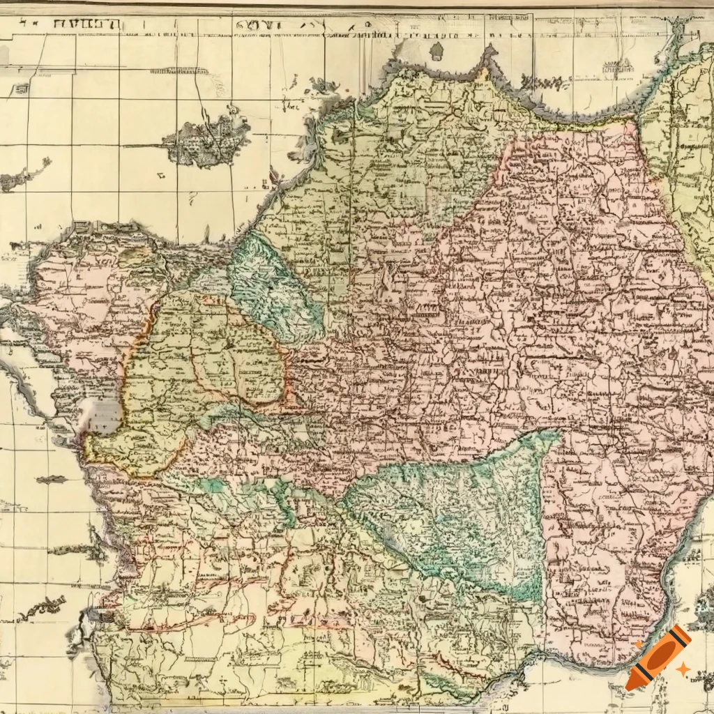 Map of nevaria with updated borders and cities on Craiyon