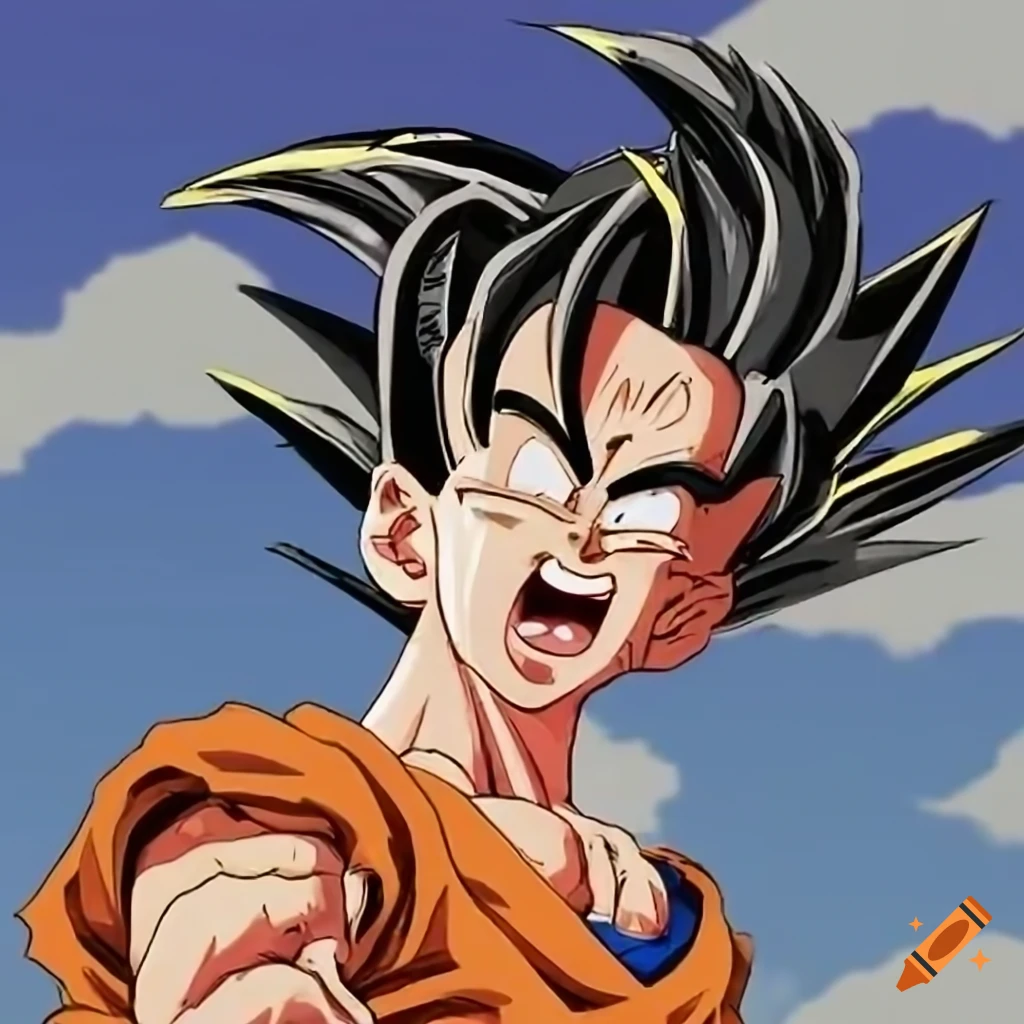 Gohan from Dragon Ball laughing on Craiyon