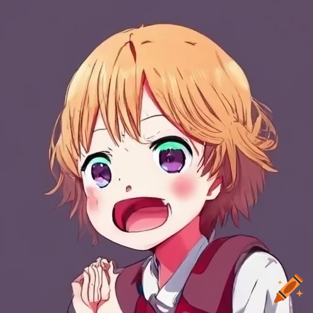 Adorable manga kid laughing uncontrollably on Craiyon