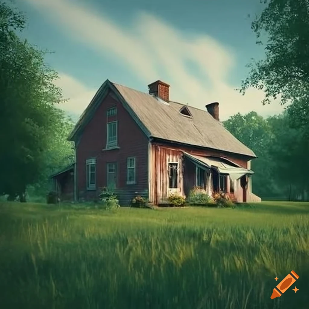 Vintage farmhouse in the countryside on Craiyon