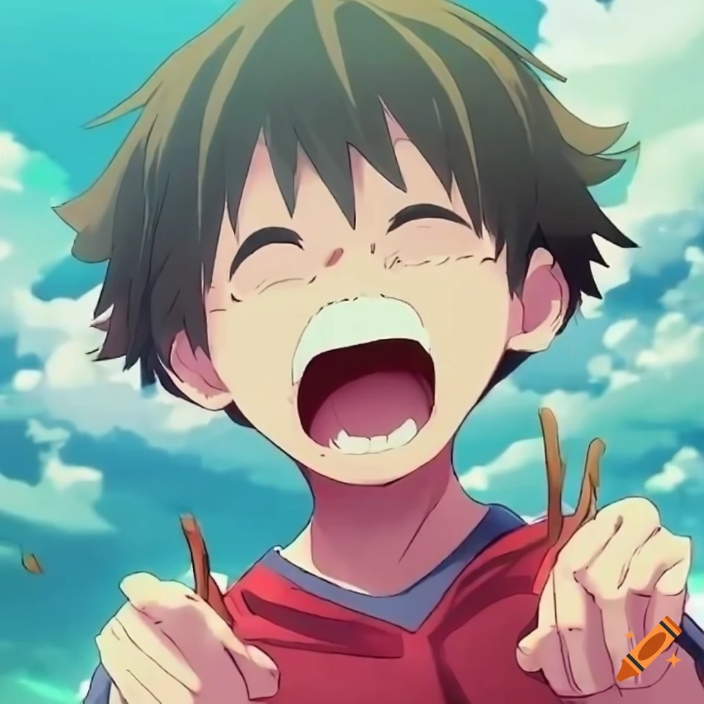 Detailed illustration of a laughing anime kid on Craiyon
