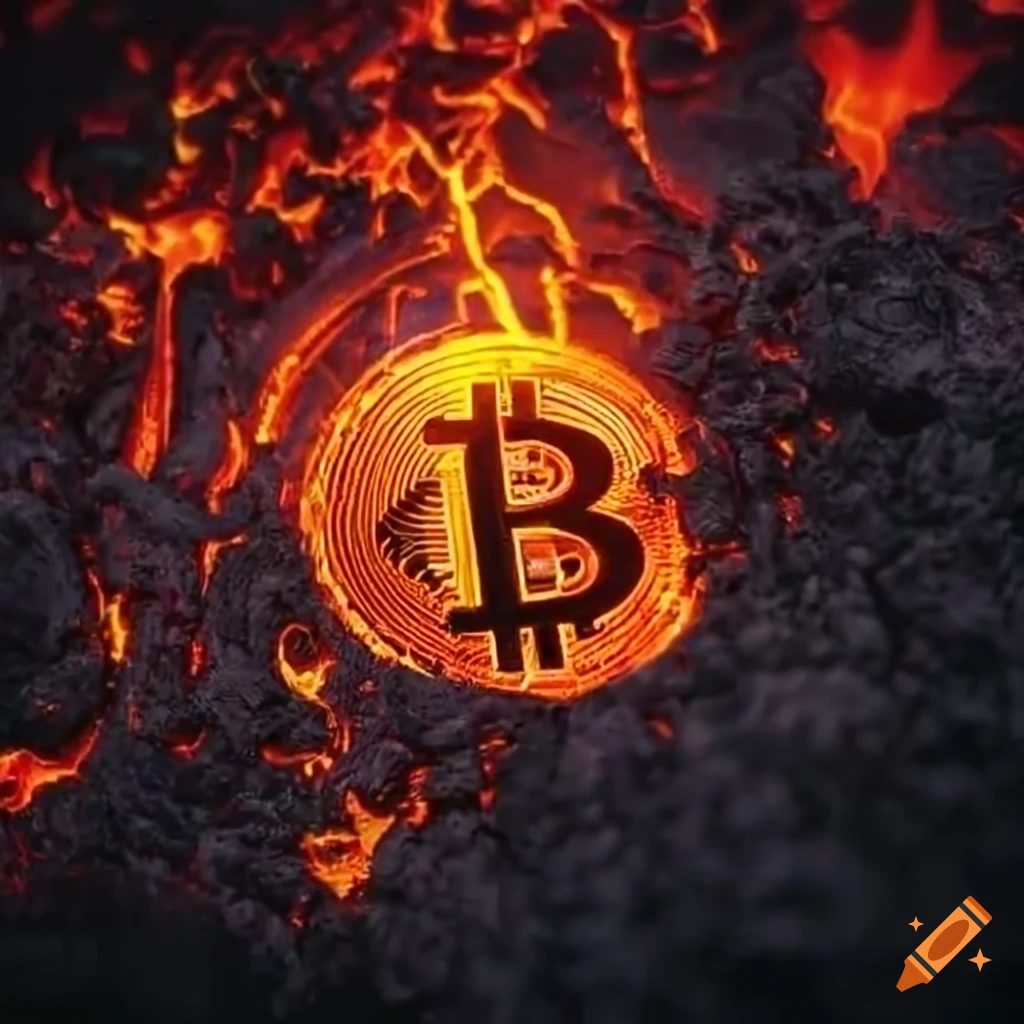 Bitcoin symbol in front of devil's tower on Craiyon