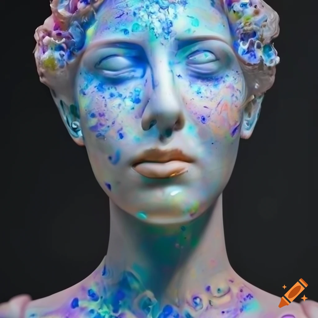 Marble sculpture with vibrant colors and intricate details on Craiyon