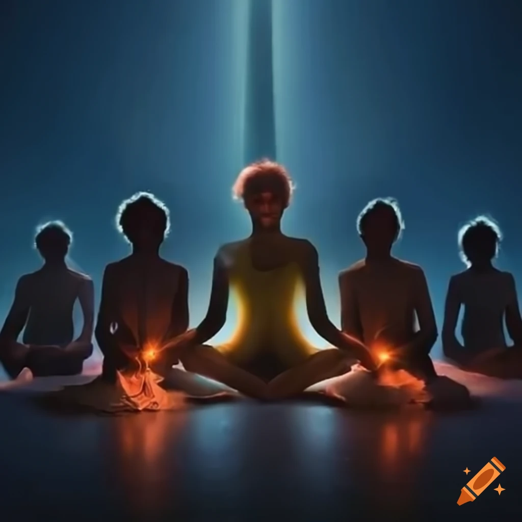 Diverse group of people having a spiritual awakening on Craiyon