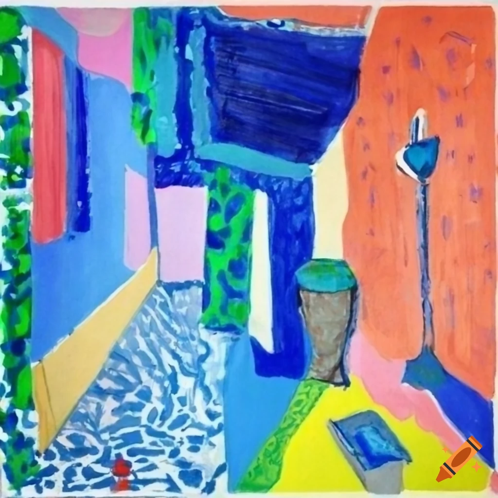 David hockney-inspired artwork in a shopping mall on Craiyon
