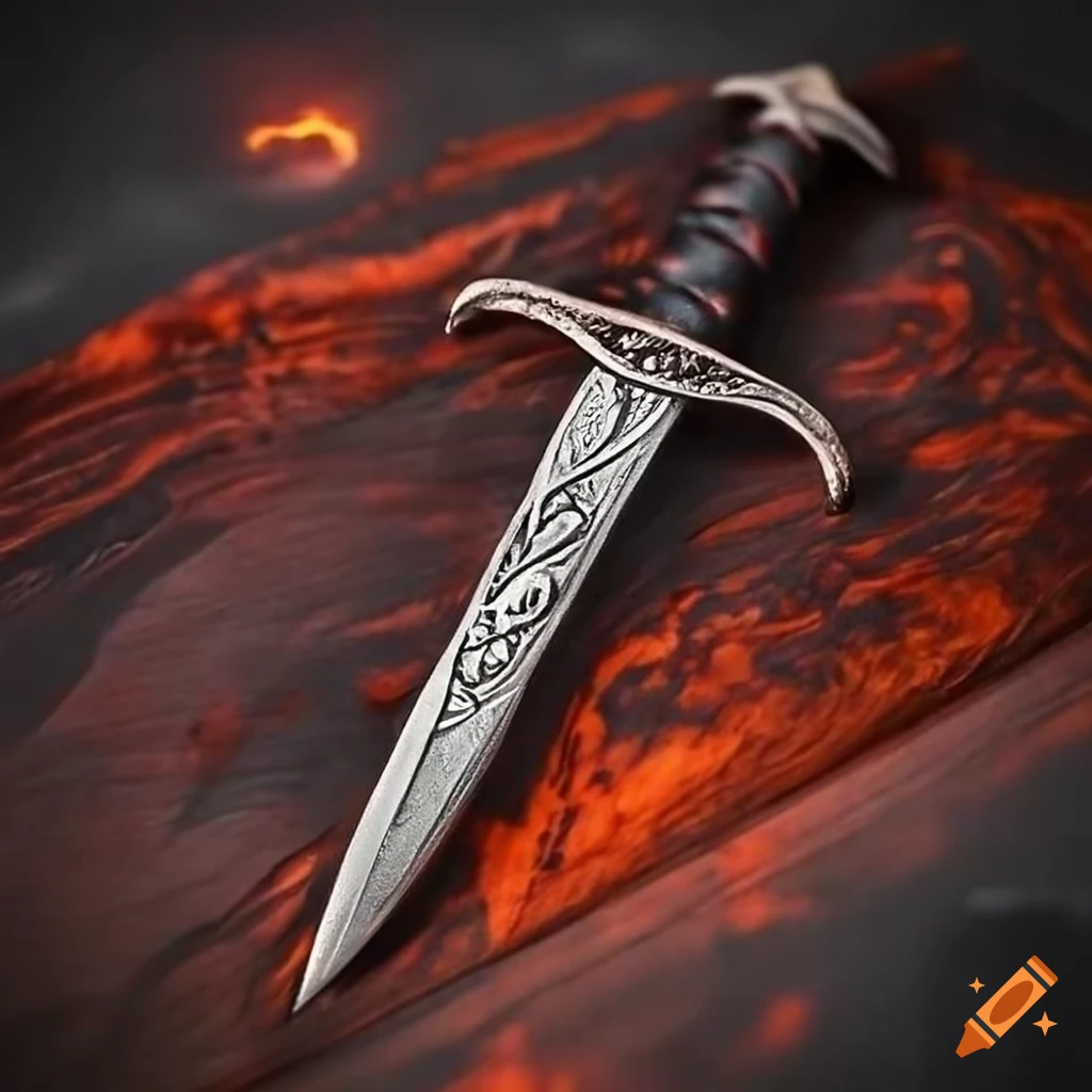 Infernal fiery rune engraved dagger on Craiyon
