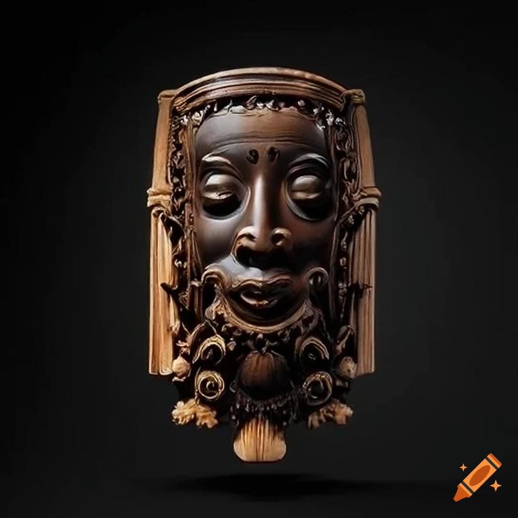 Detailed carving artwork in ebony and ivory on Craiyon