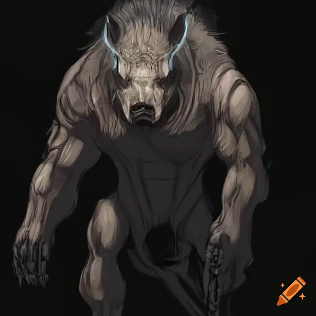 Sci-fi artwork of a boar-like humanoid in a spaceship on Craiyon