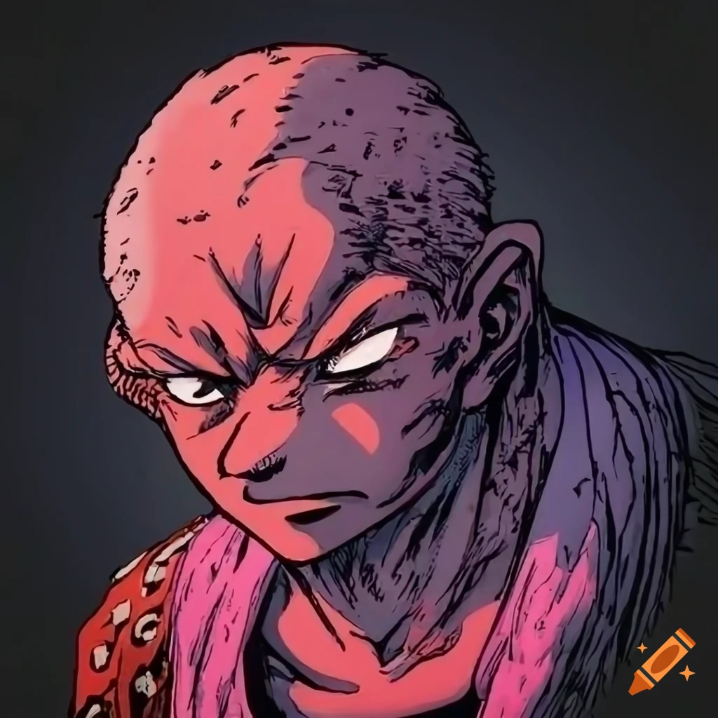 Colorful manga illustration with grainy texture and sharp contrast ...