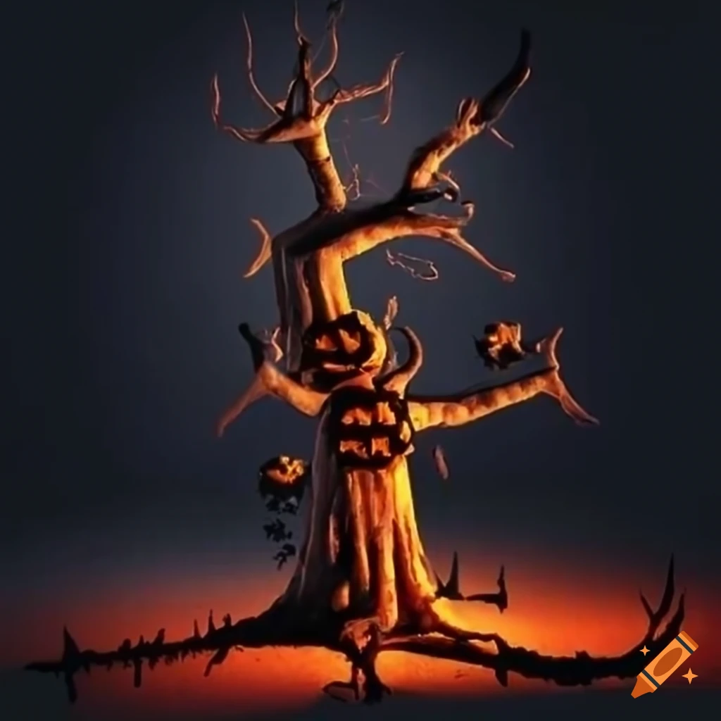 Spooky halloween trees on Craiyon
