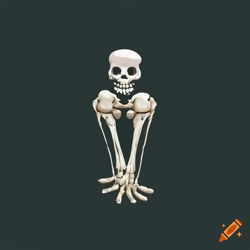 2d logo design of a playful raised fists skeleton