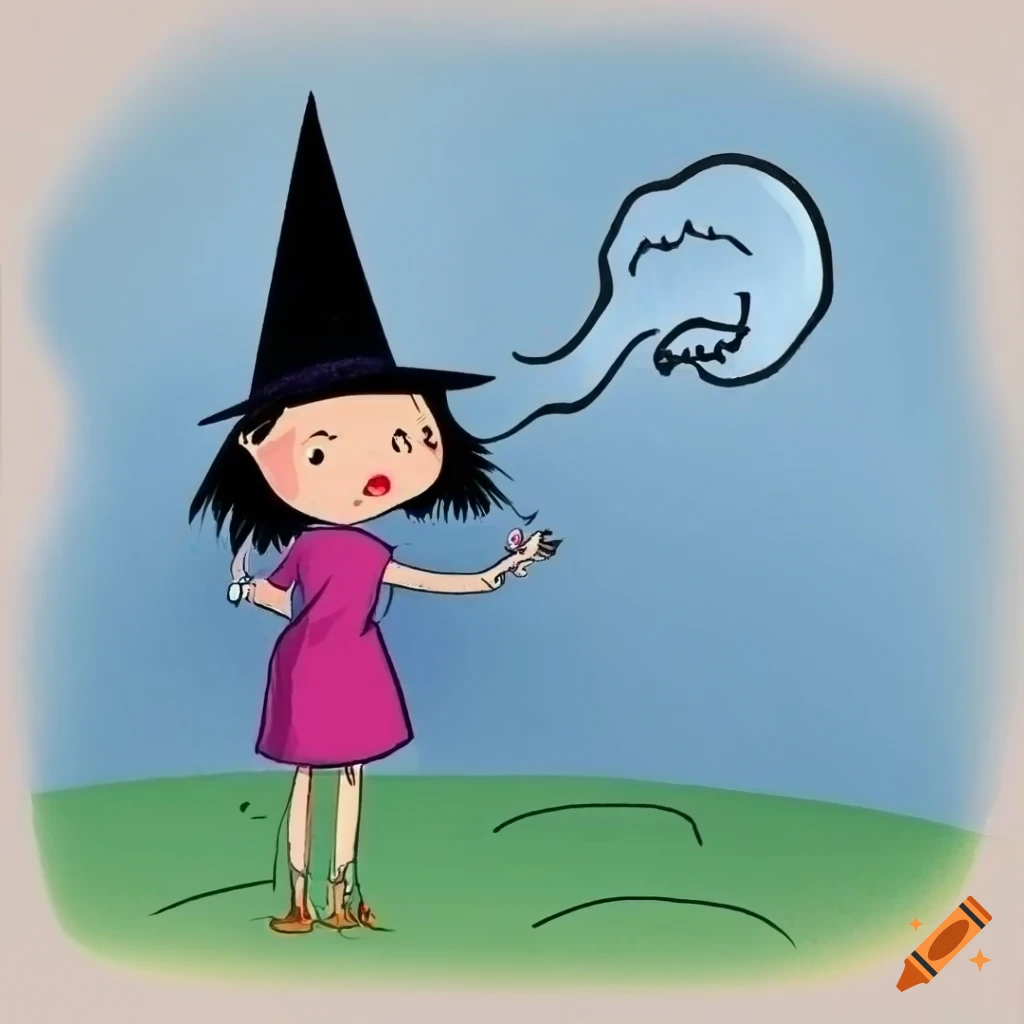 Illustration of a witch smelling something delicious on Craiyon