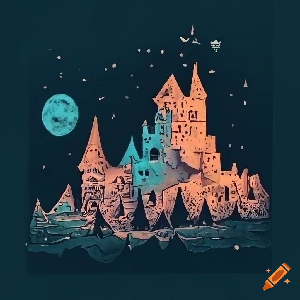 Castle floating in space on Craiyon