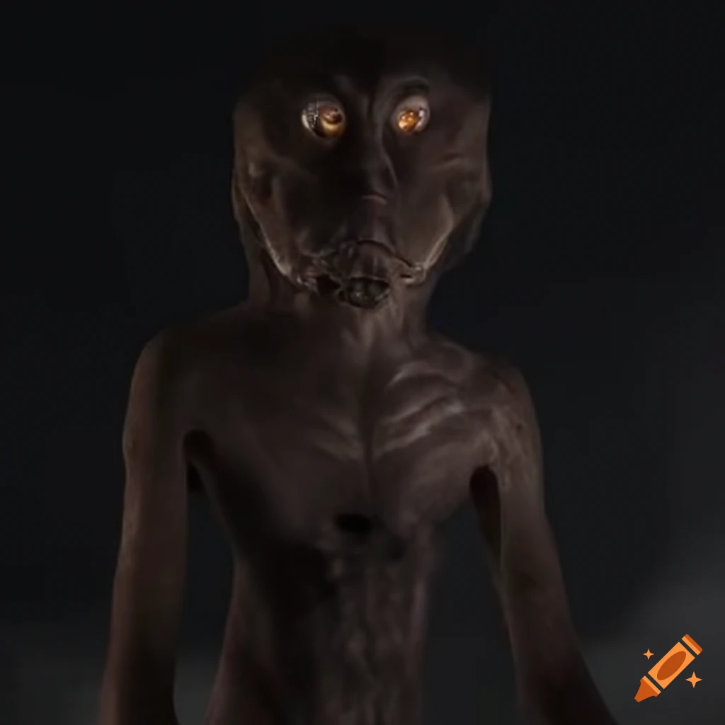 Mysterious and dark realistic creature in cctv style footage on Craiyon