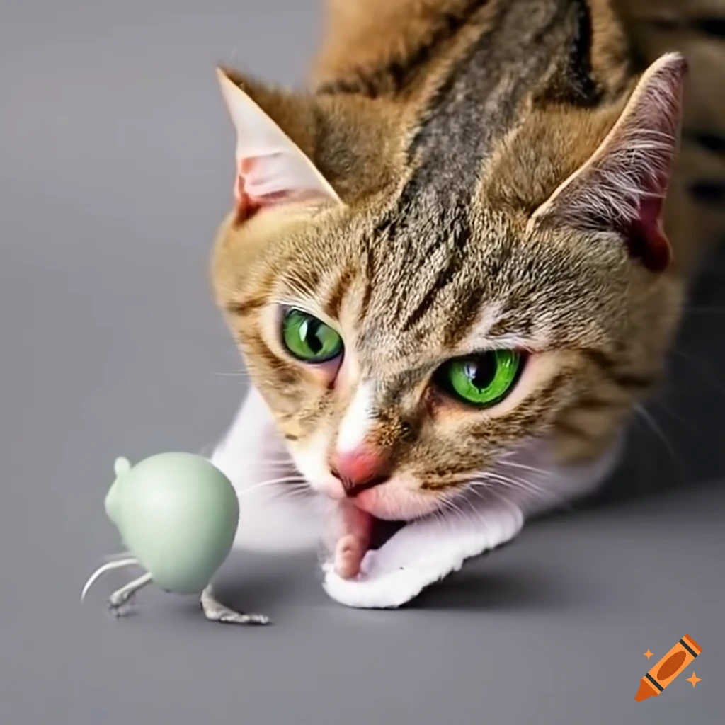 Cat playing with a mouse