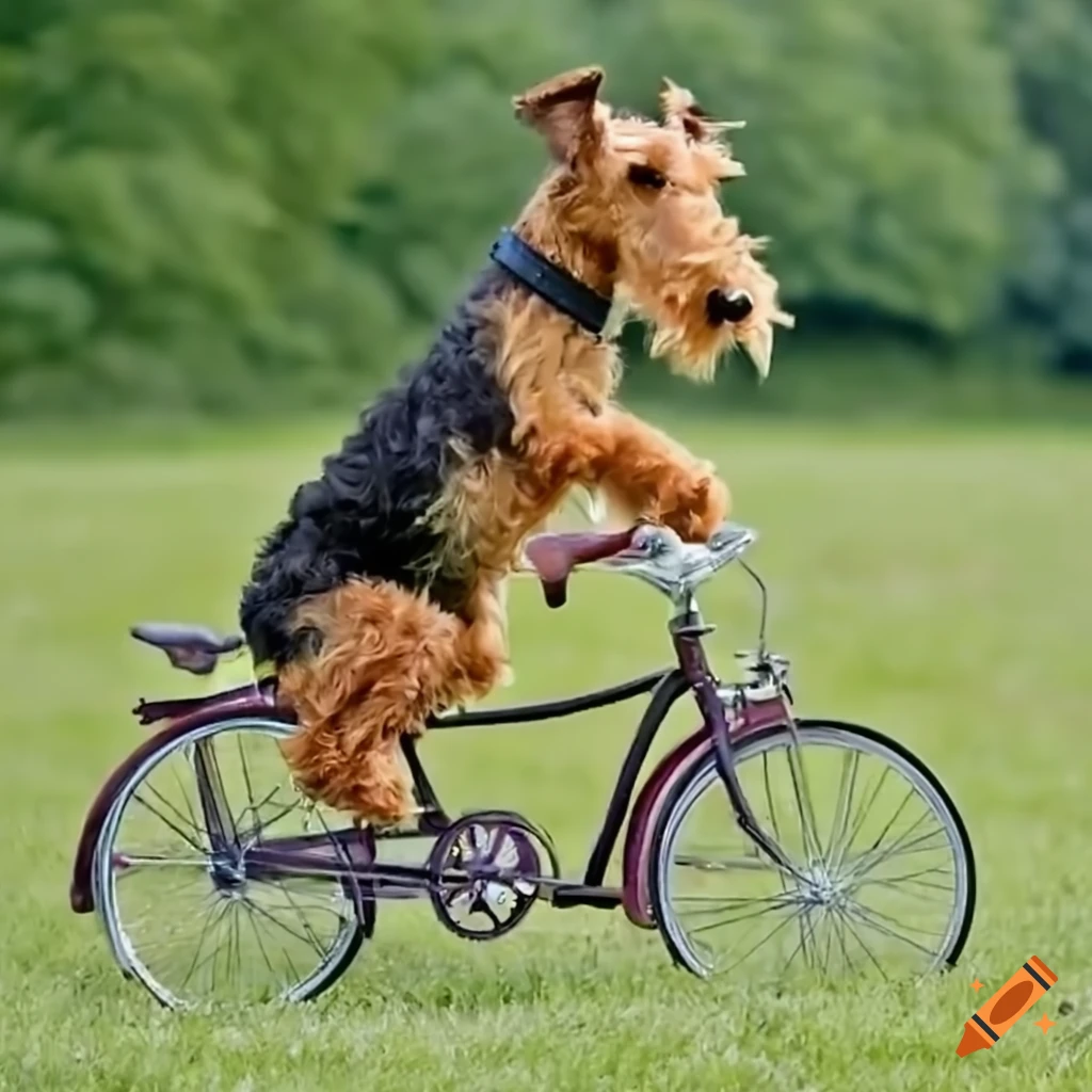 Dog riding a bicycle on Craiyon