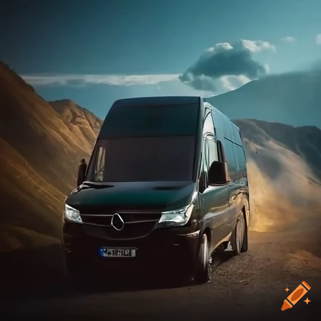 Mercedes sprinter with frigo agregat on a scenic highway