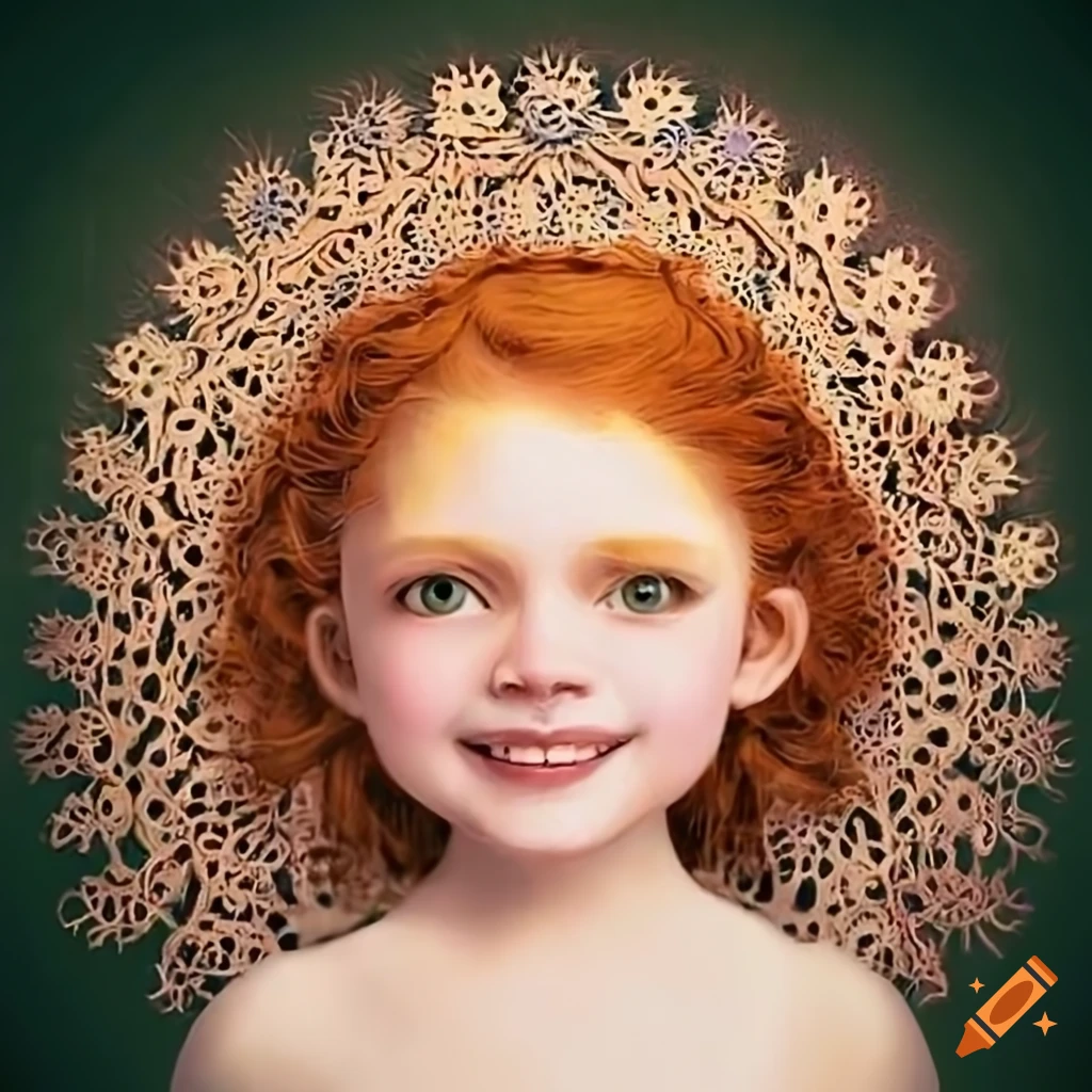 Cute illustration of ginger-haired dressed girls on Craiyon