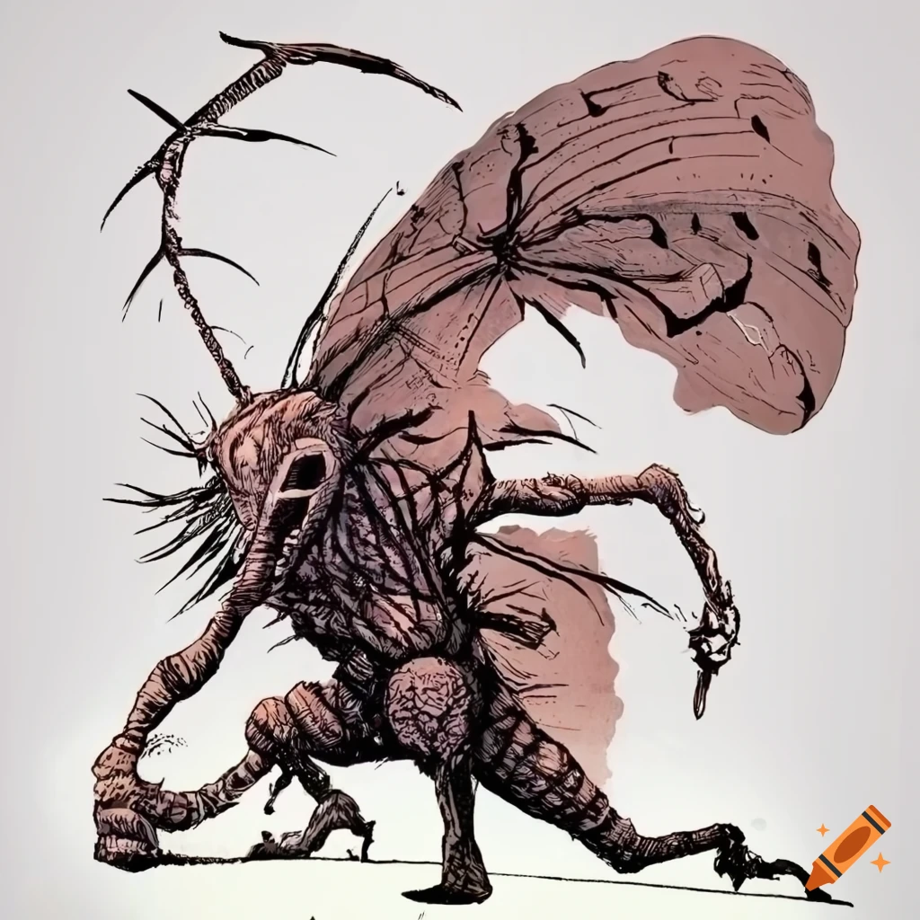 Colorful manga illustration of a moth insect