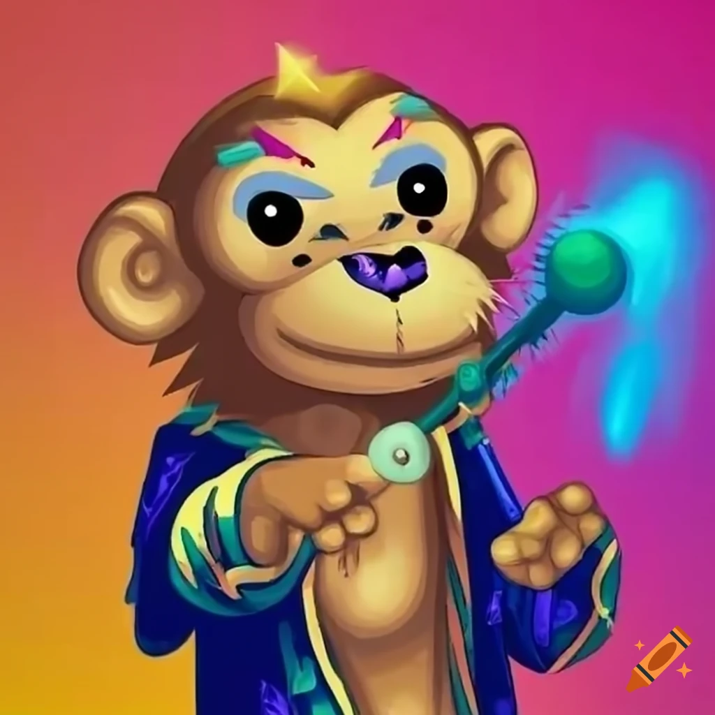 Image of a mischievous monkey with a magic wand