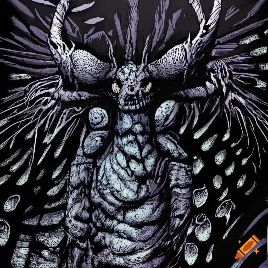 Colorful manga illustration of a unique moth insect on Craiyon