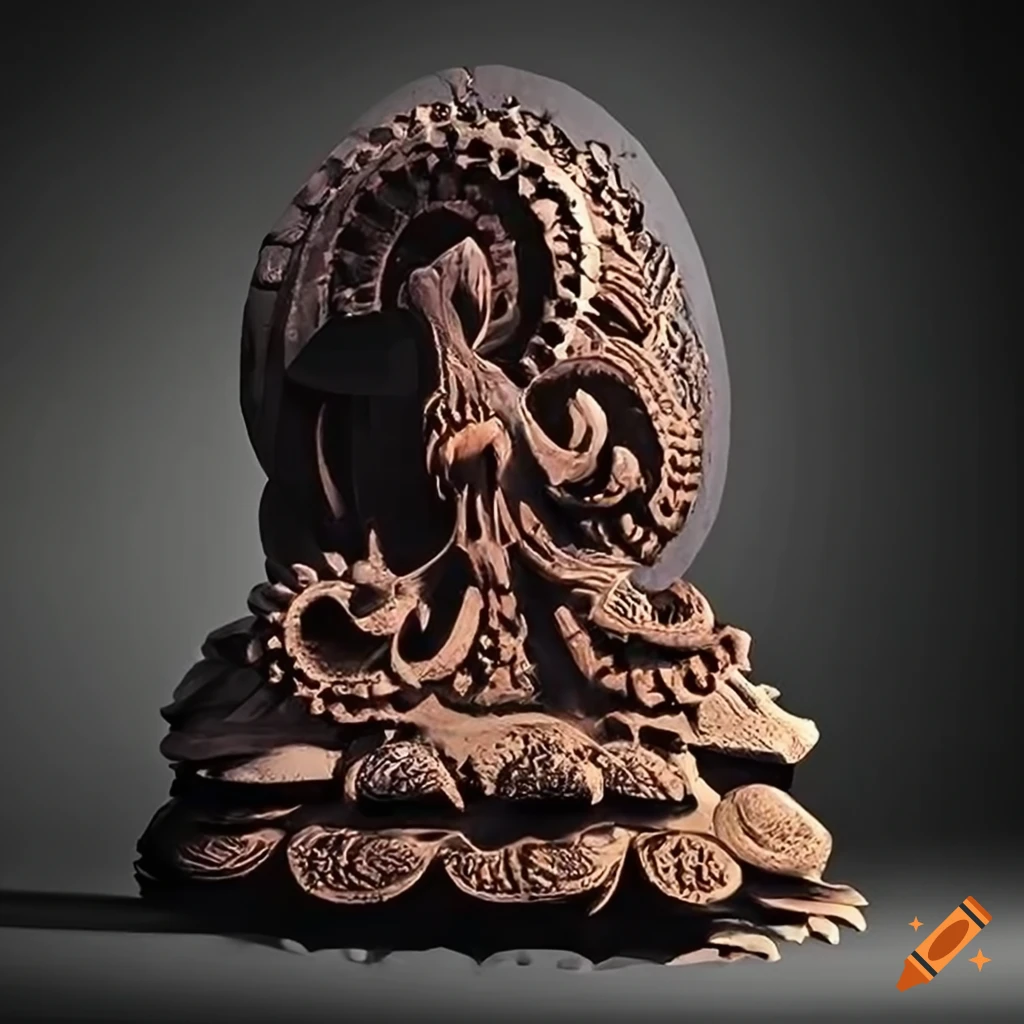 Detailed carving of gerudo sapphire in mountain valley motif