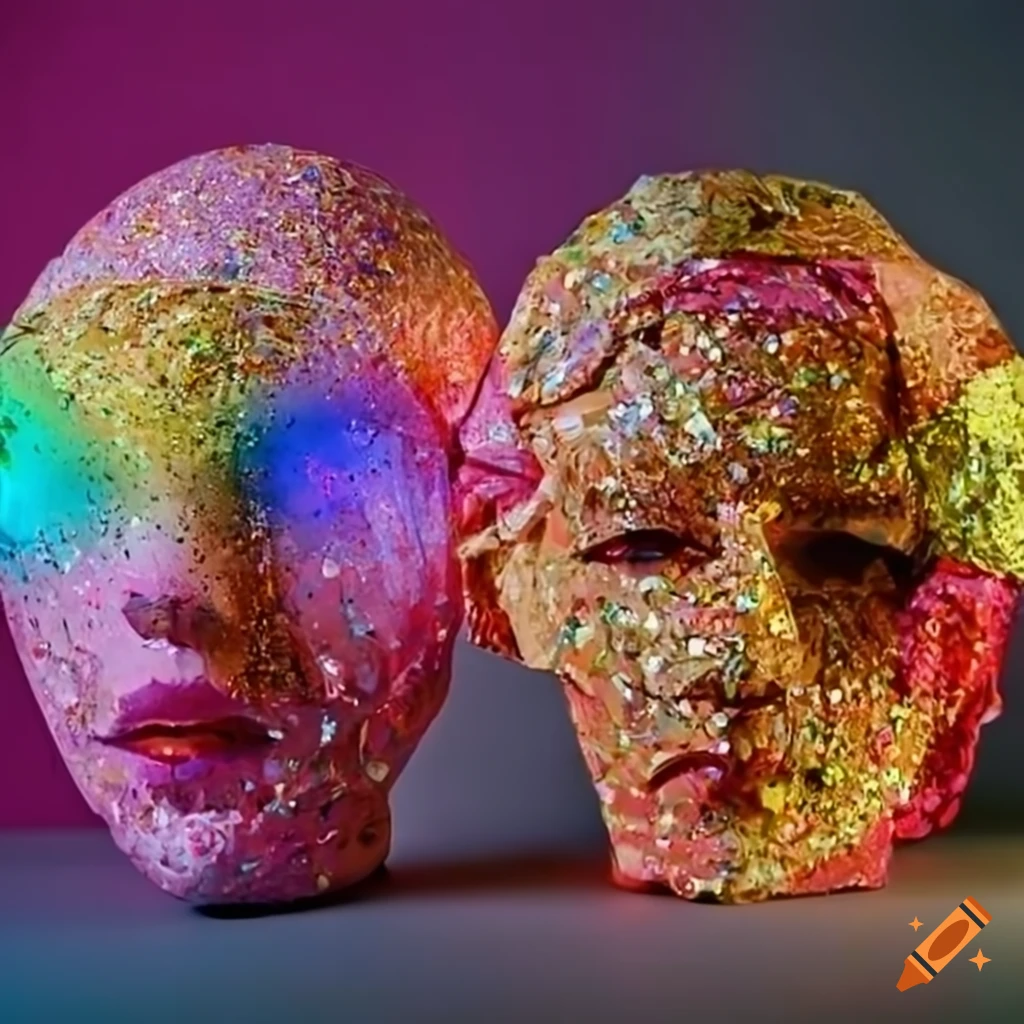 Photo-realistic sculpture of origami figures on Craiyon