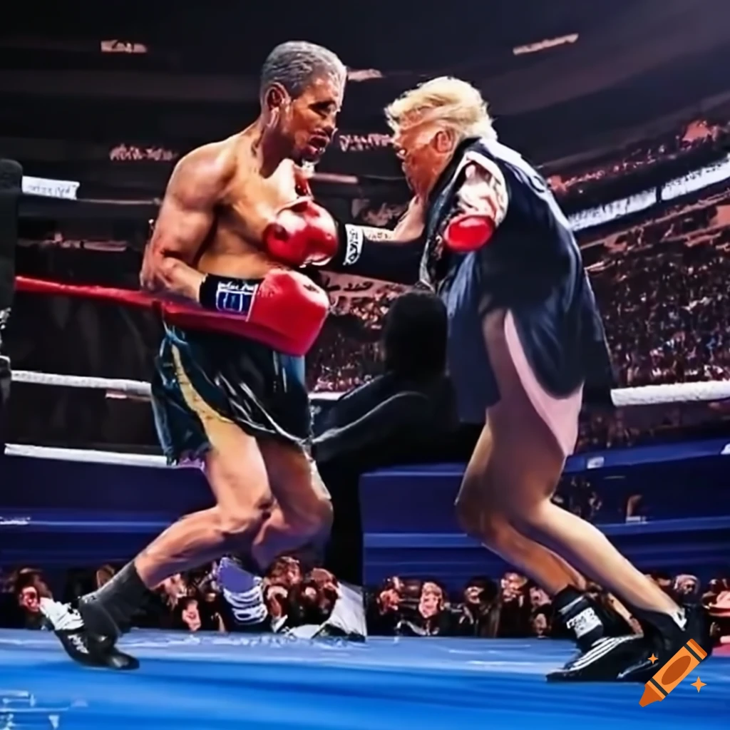 Illustration of joe biden and donald trump boxing on Craiyon