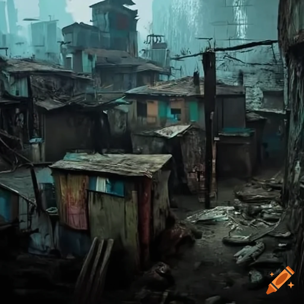 Realistic urban slum scenery on Craiyon