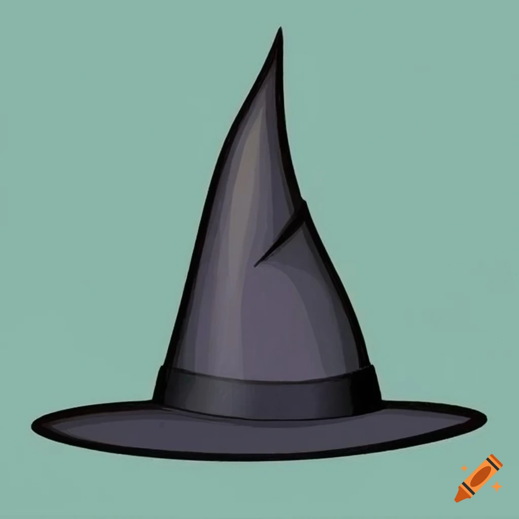 Illustration of a black pointy witch's hat on Craiyon