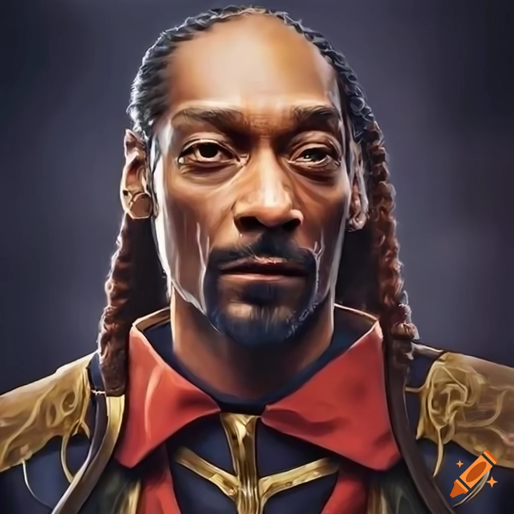 Hyper realistic portrait of snoop dogg as a fire emblem king