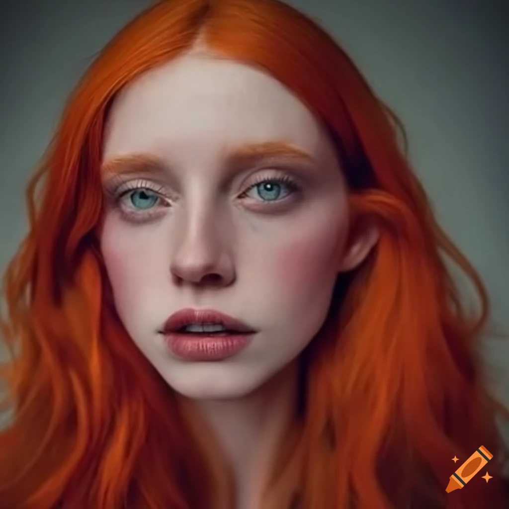 Stylish redhead woman in a luxurious setting on Craiyon