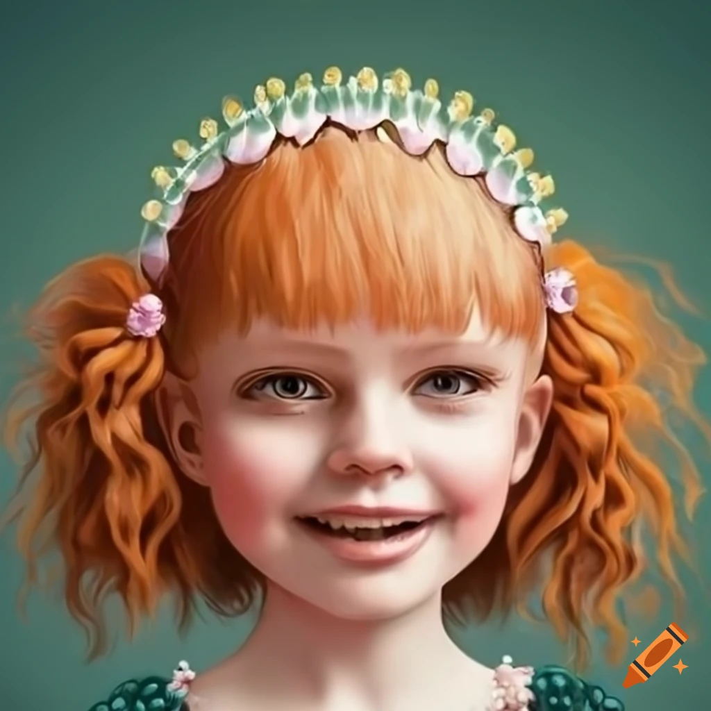 Adorable illustration of smiling ginger-haired girls