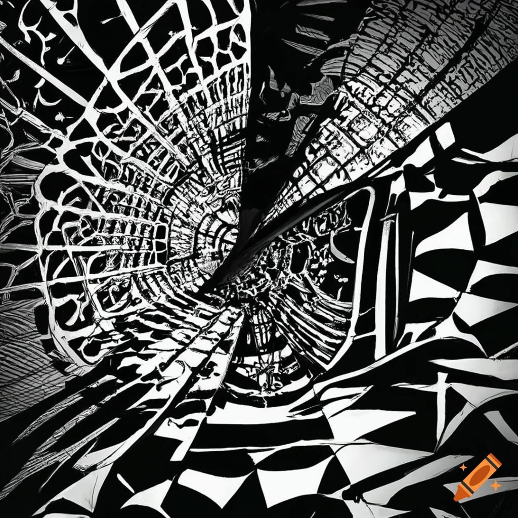 Mind-bending black and white manga artwork