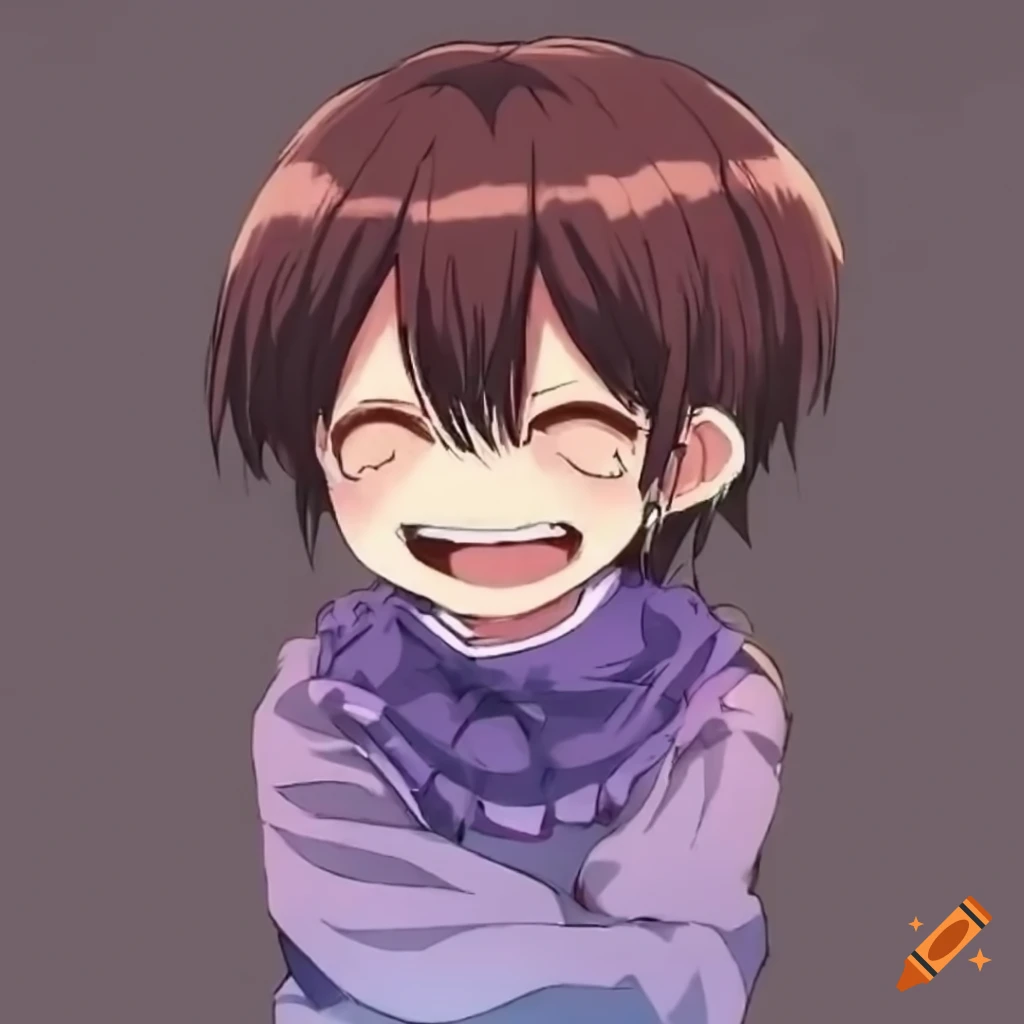 Cute manga kid smiling and laughing irregularly on Craiyon