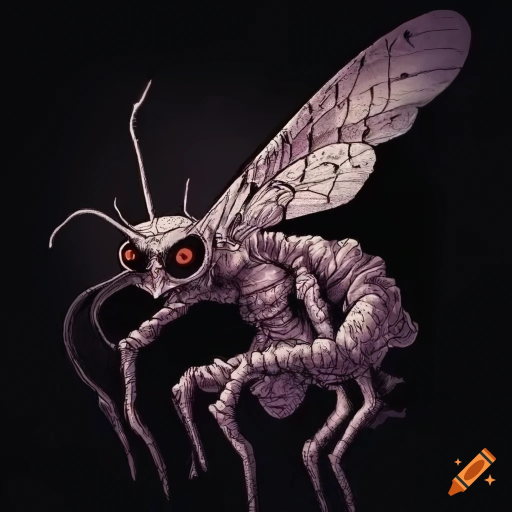 Colorful manga illustration of a moth insect