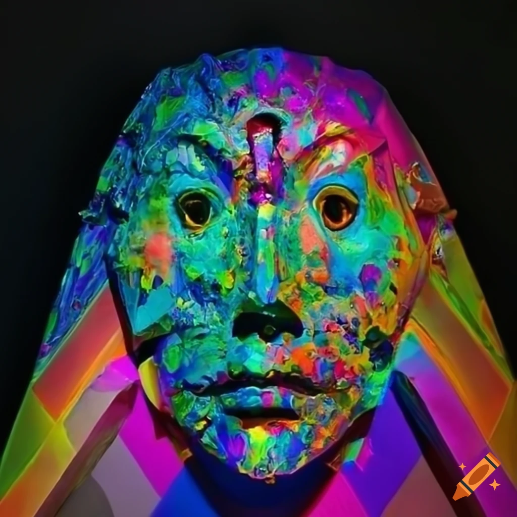 Intricate origami sculptures with vibrant colors and detailed composition