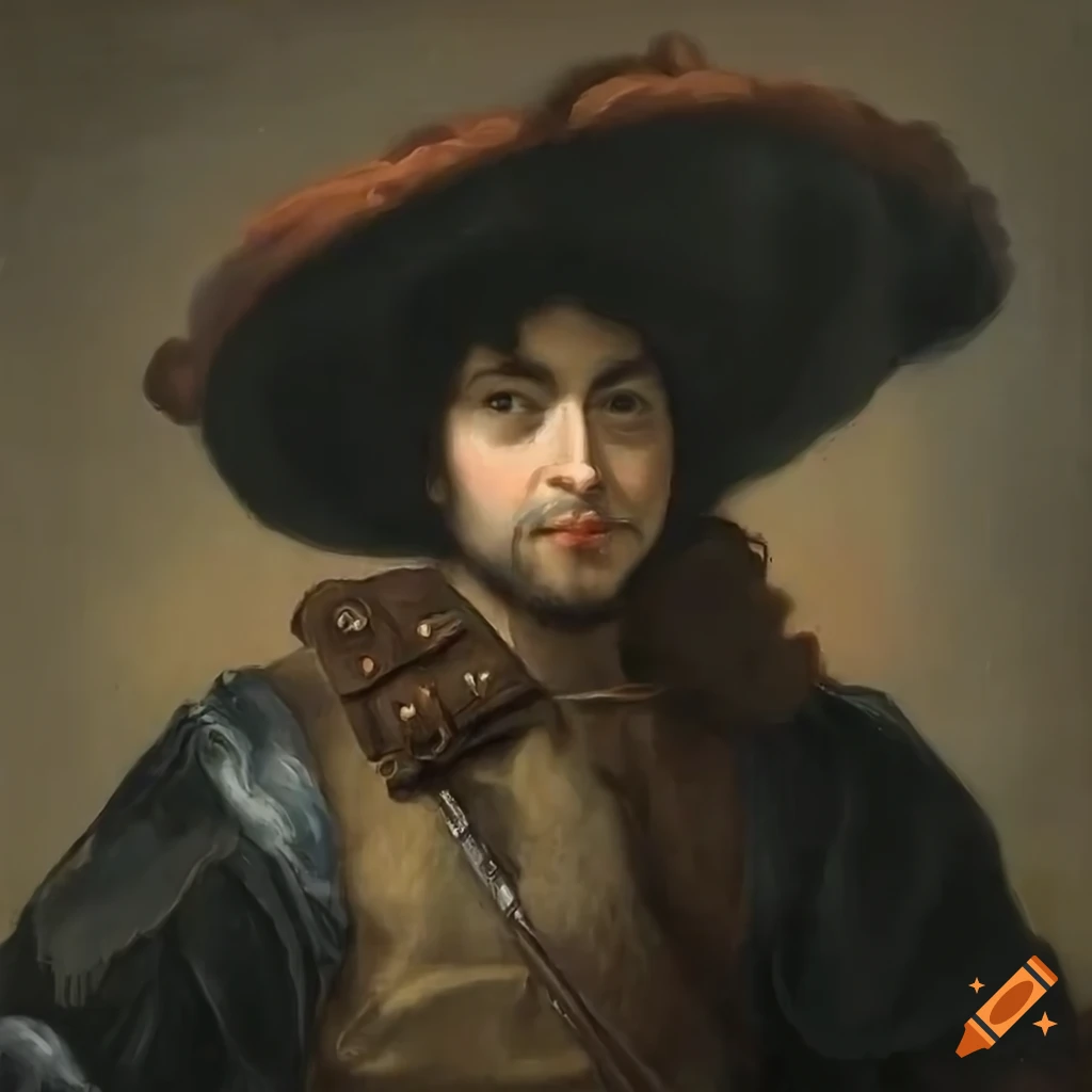 Baroque painting of a spanish musketeer on Craiyon