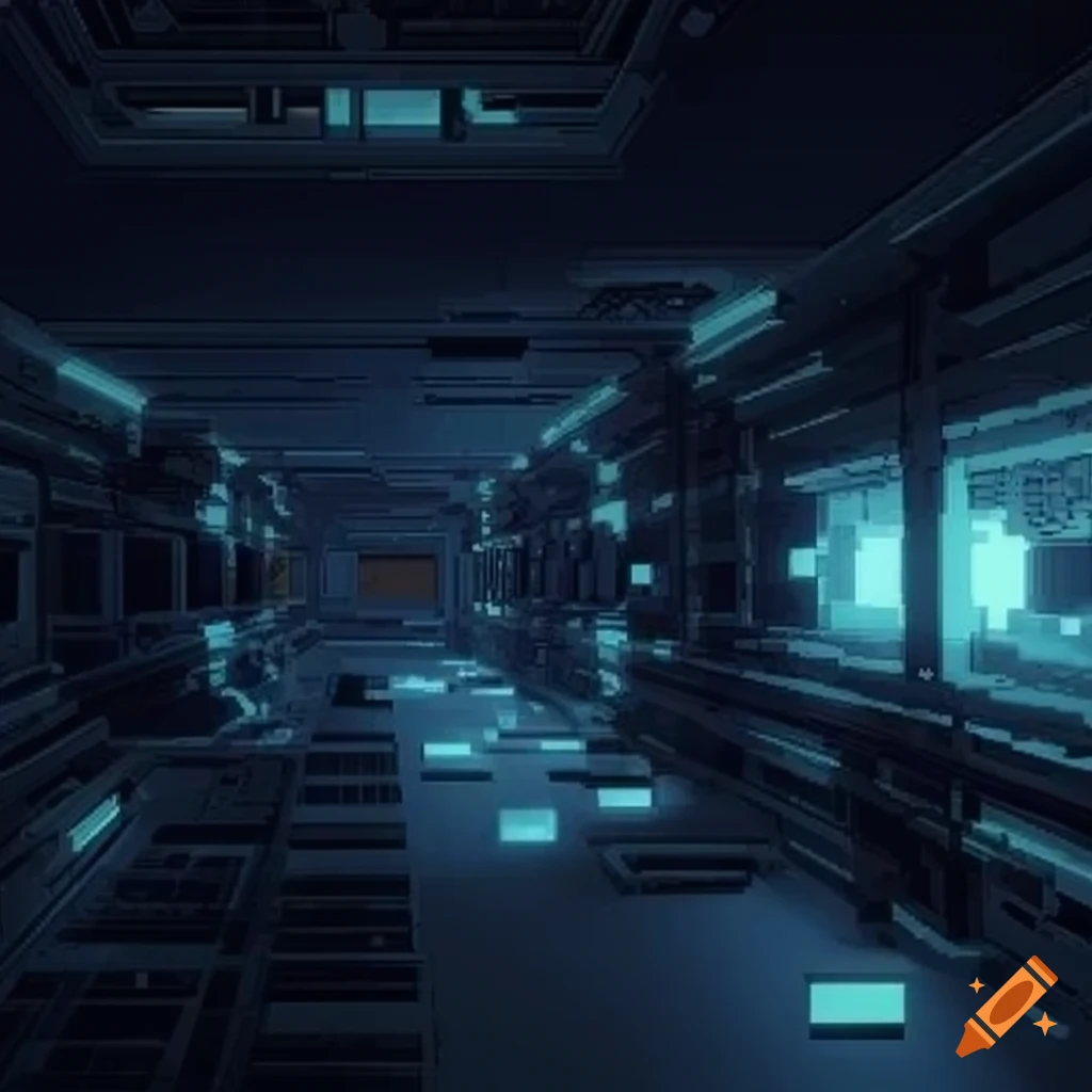 Pixel art of sci-fi space parts on Craiyon