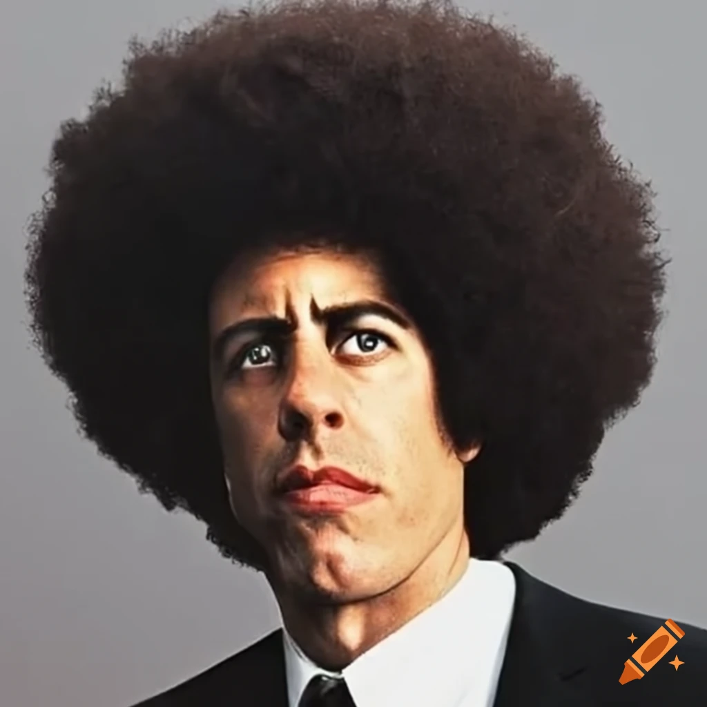 Photo of jerry seinfeld with a large afro haircut on Craiyon