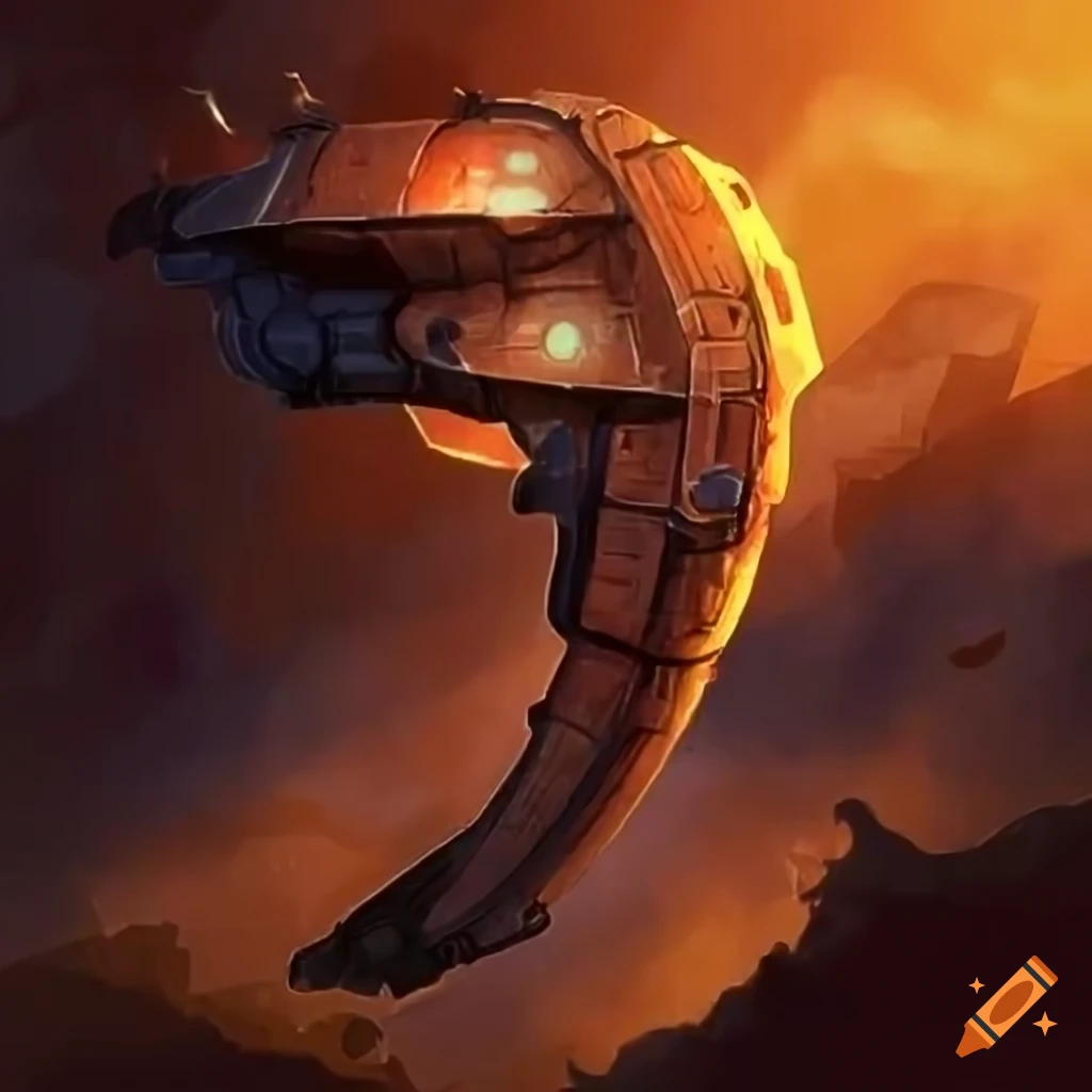 RPG spaceship card with brown and orange colors on Craiyon