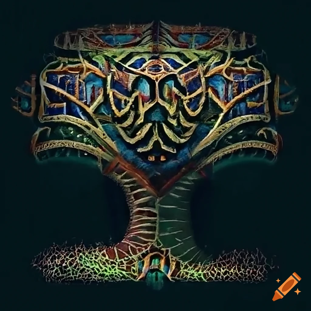 Conceptual art of a complex willow tree with turtles all the way