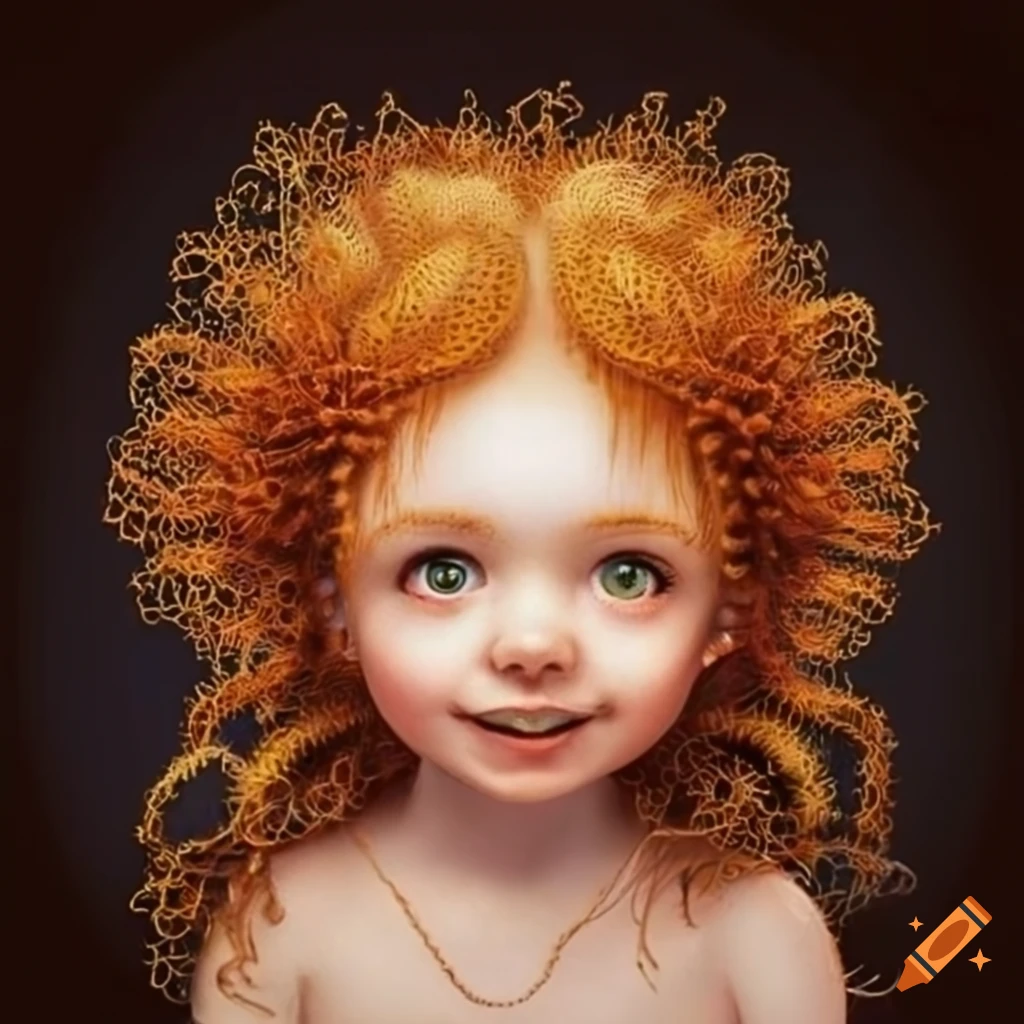 Illustration of cute smiling ginger-haired girls on Craiyon