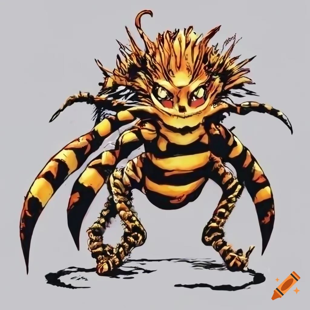 90's manga artwork of a hornet monster on Craiyon