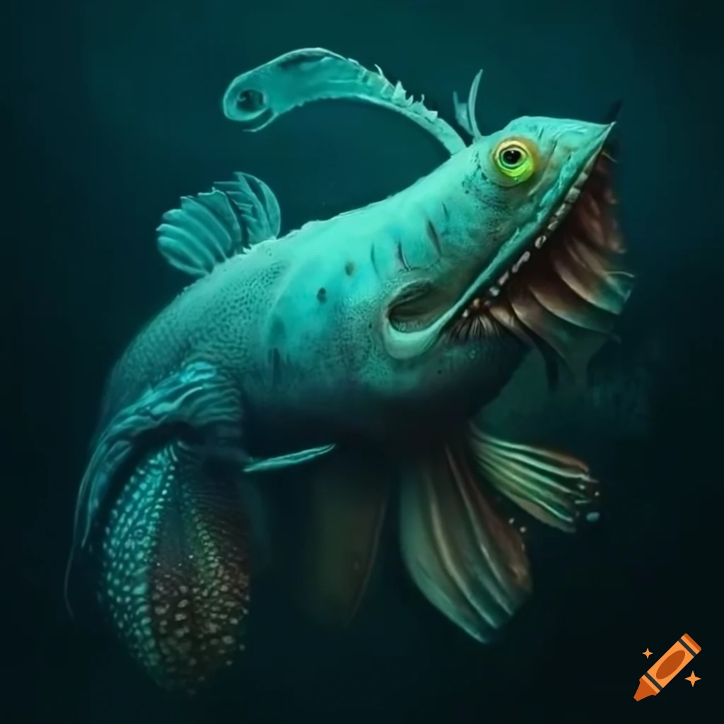 Surrealistic Fish Monsters In Darkness