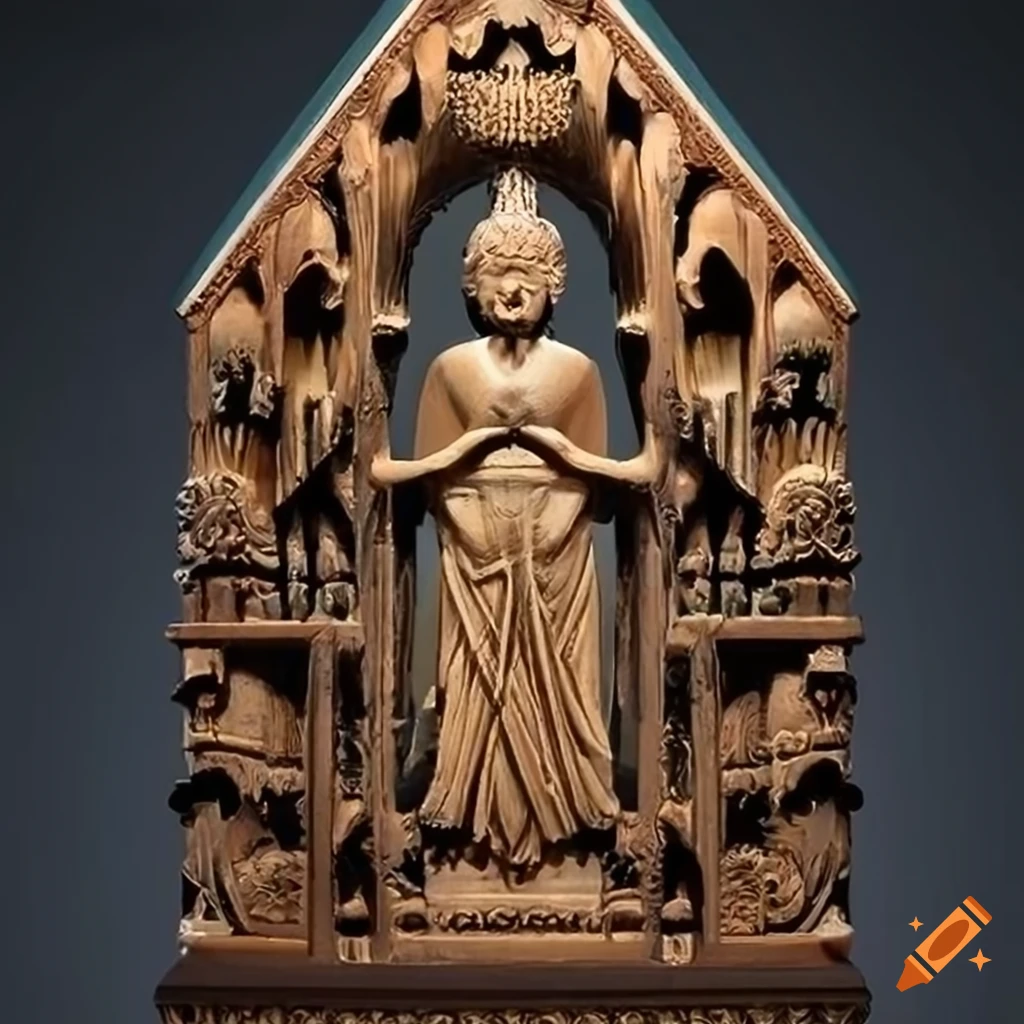 Detailed carving with ivory and ebony motif on Craiyon