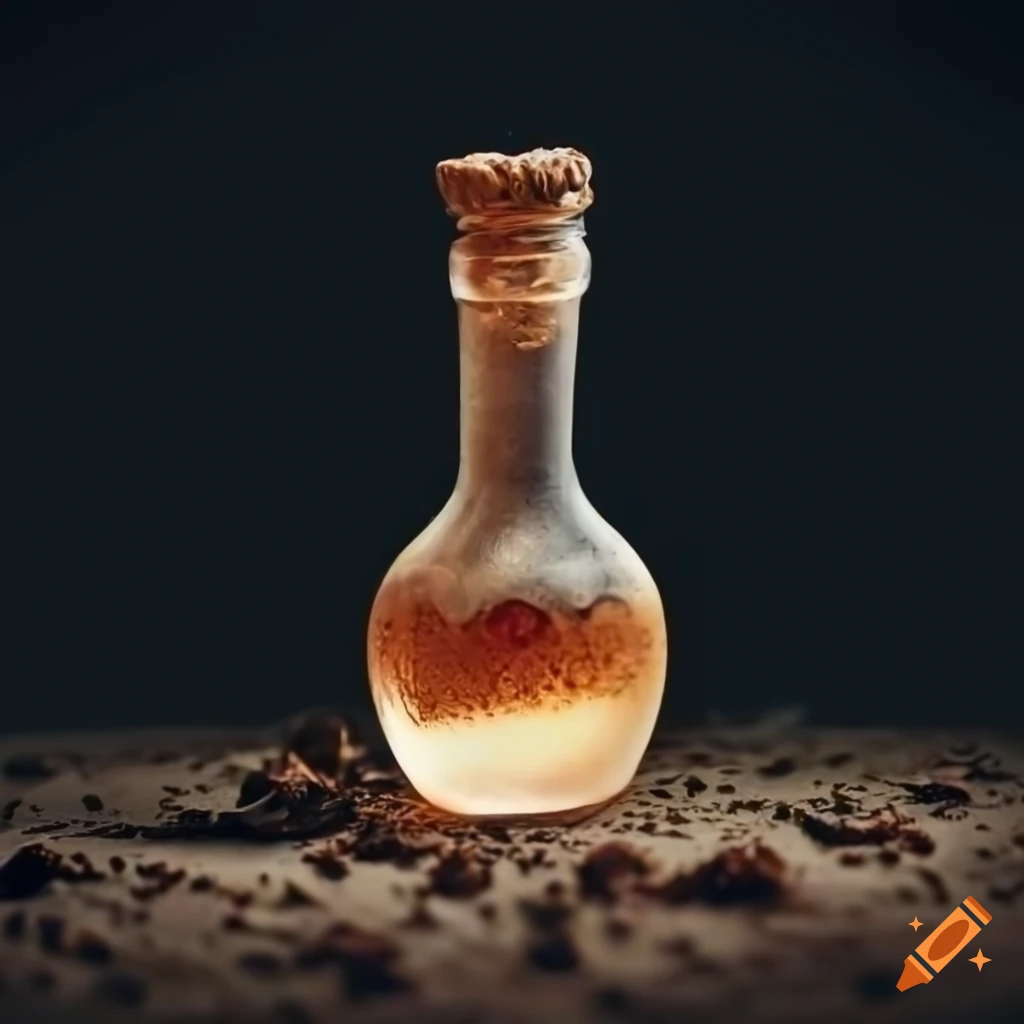 Medieval potion glass with cyan foam on Craiyon